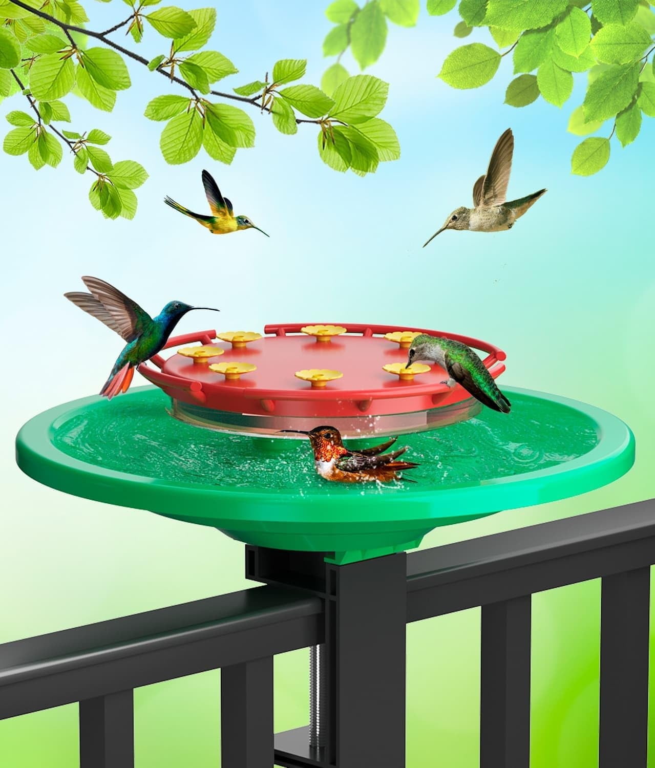 Hummingbird Feeder for Outdoors, 8 Bee Guard Feeding Ports, C-Clamp ...