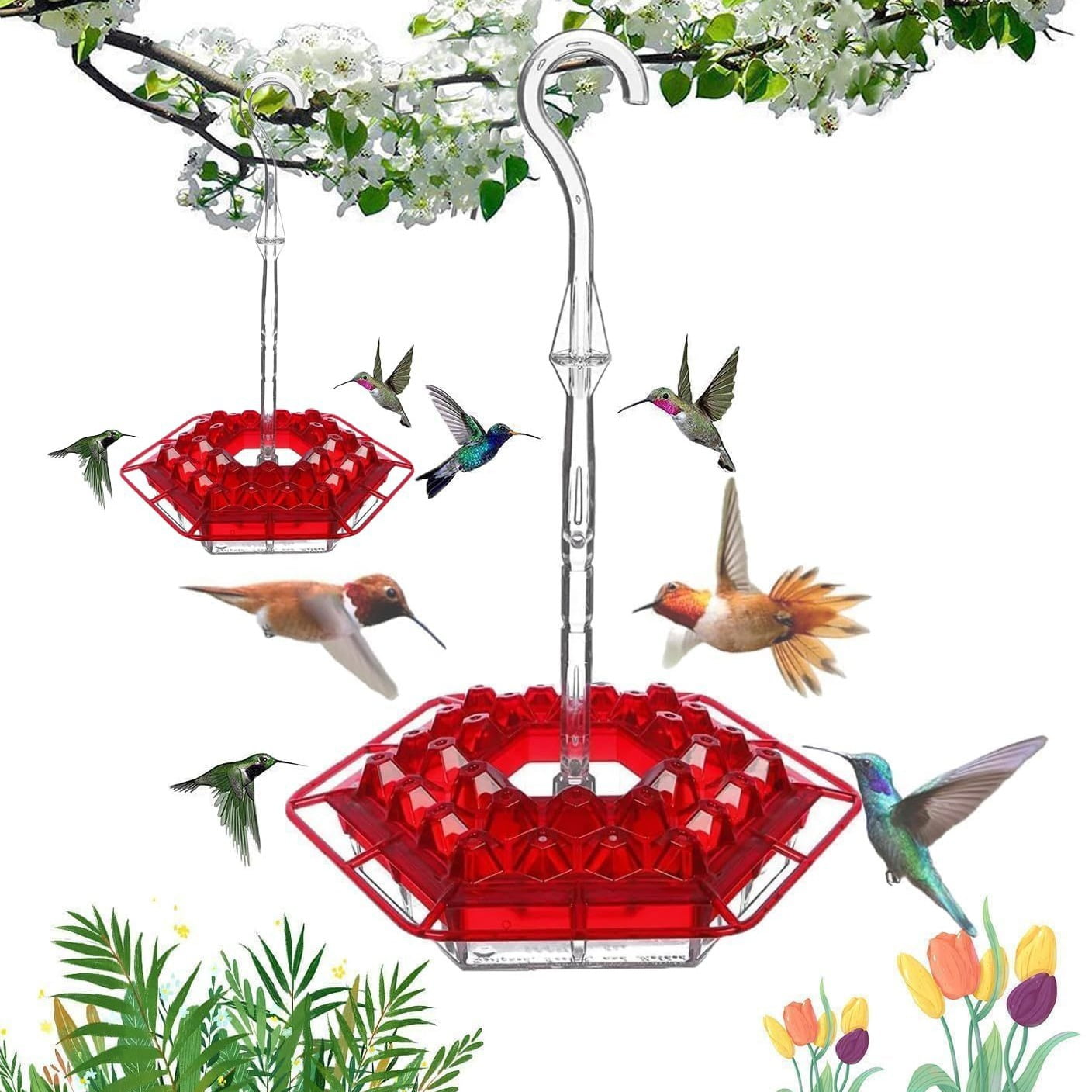 Hummingbird Feeder with Built-in Ant Moat with Habitat for Easy ...