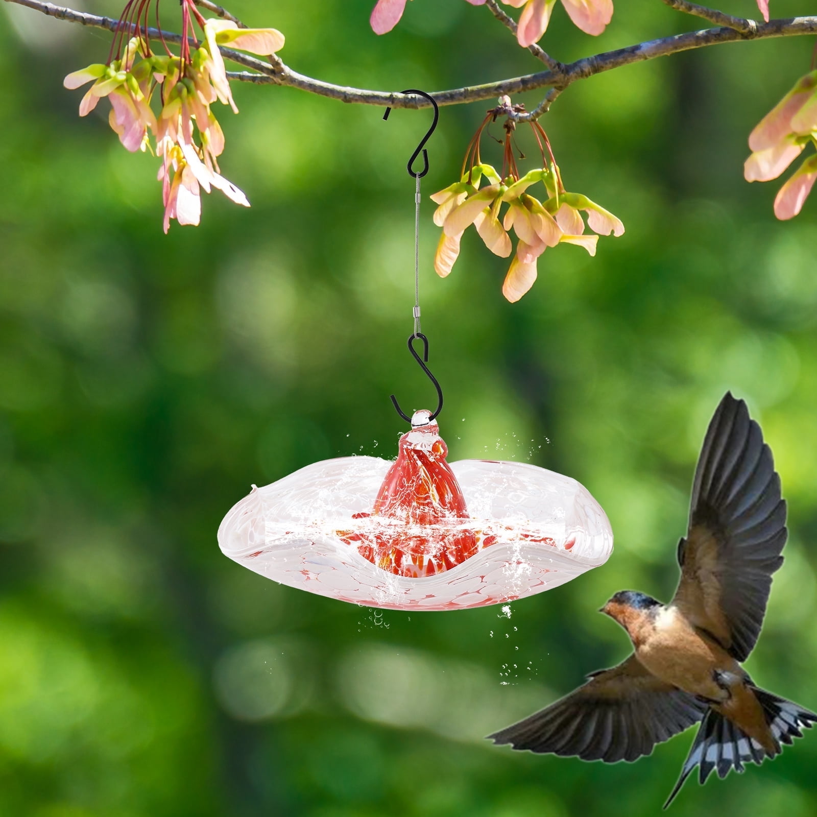 Hummingbird Feeders Hand Blown Glass for Outdoors Ant Bee Proof Leak ...