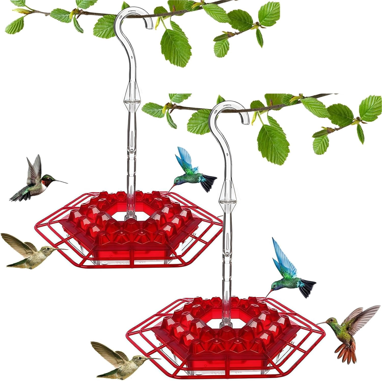 Hummingbird Feeders for Outdoors Hanging, 30 Feeding Ports,Bee-Proof ...