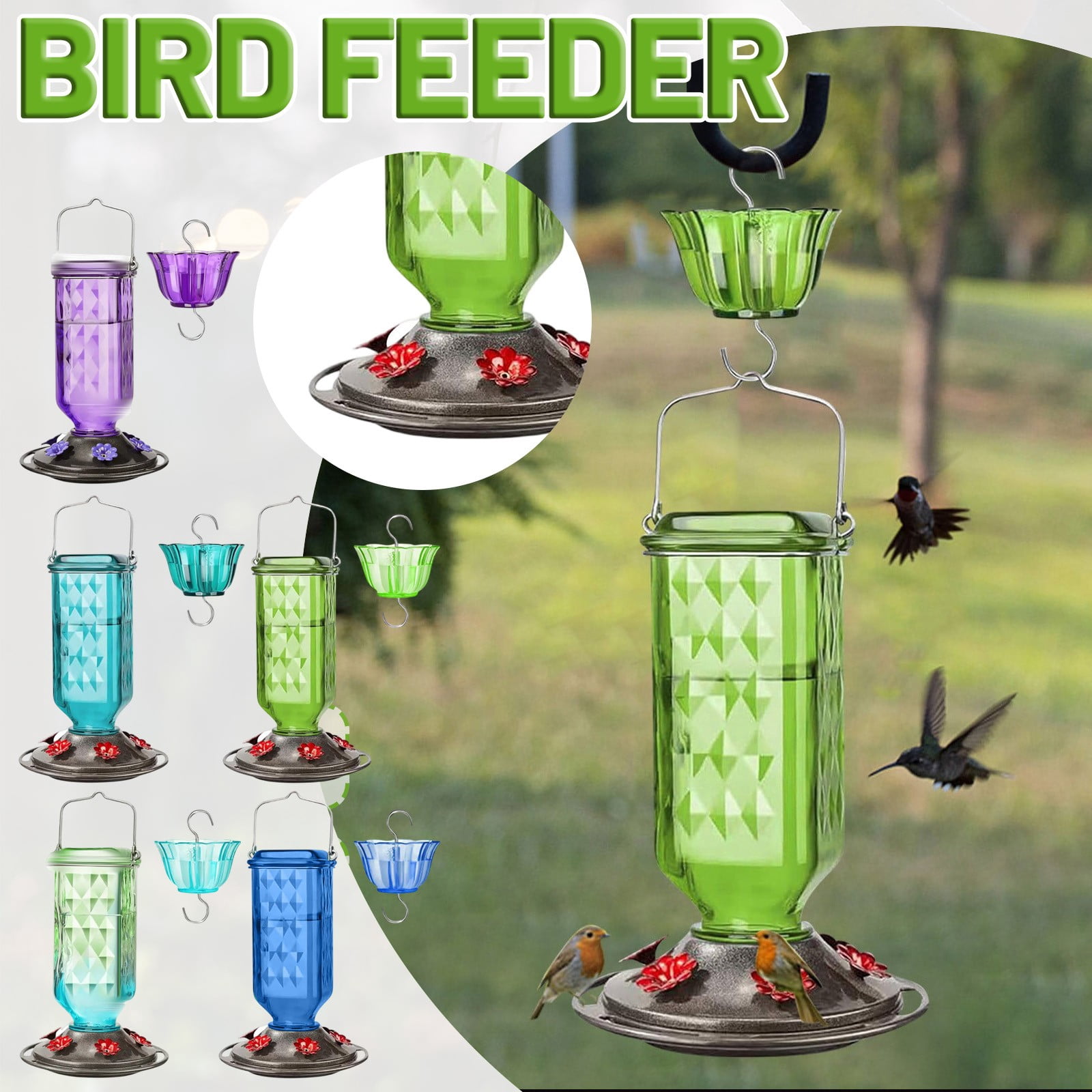 Hummingbird Feeders for Outdoors Hanging Ant and Bee Proof, Hummingbird ...