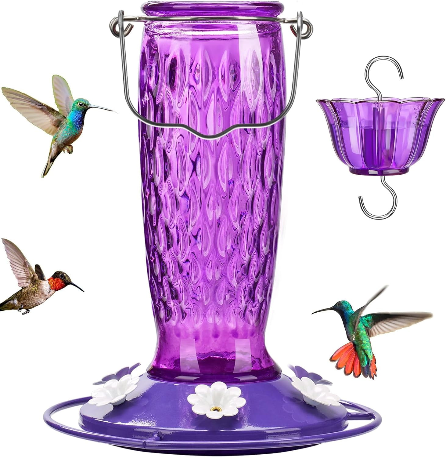 Hummingbird Feeders for Outdoors Hanging, 24 Ounce, Glass Hummingbird ...