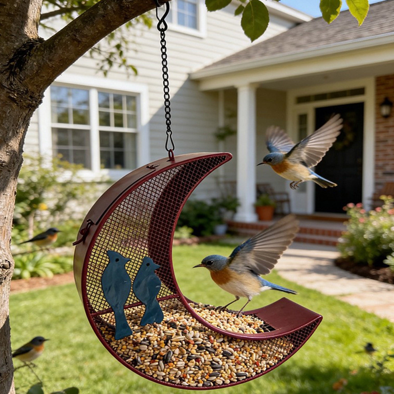 Hummingbird Feeders for Outdoors, Heavy Duty Iron Crescent Bird Feeder ...