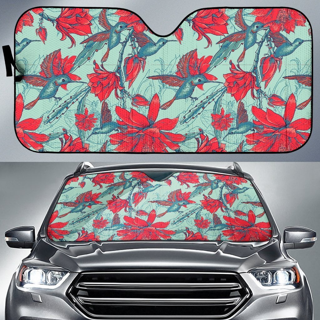 Hummingbird Floral Auto Sun Shade Car Windshield Window Cover Sunshade ...