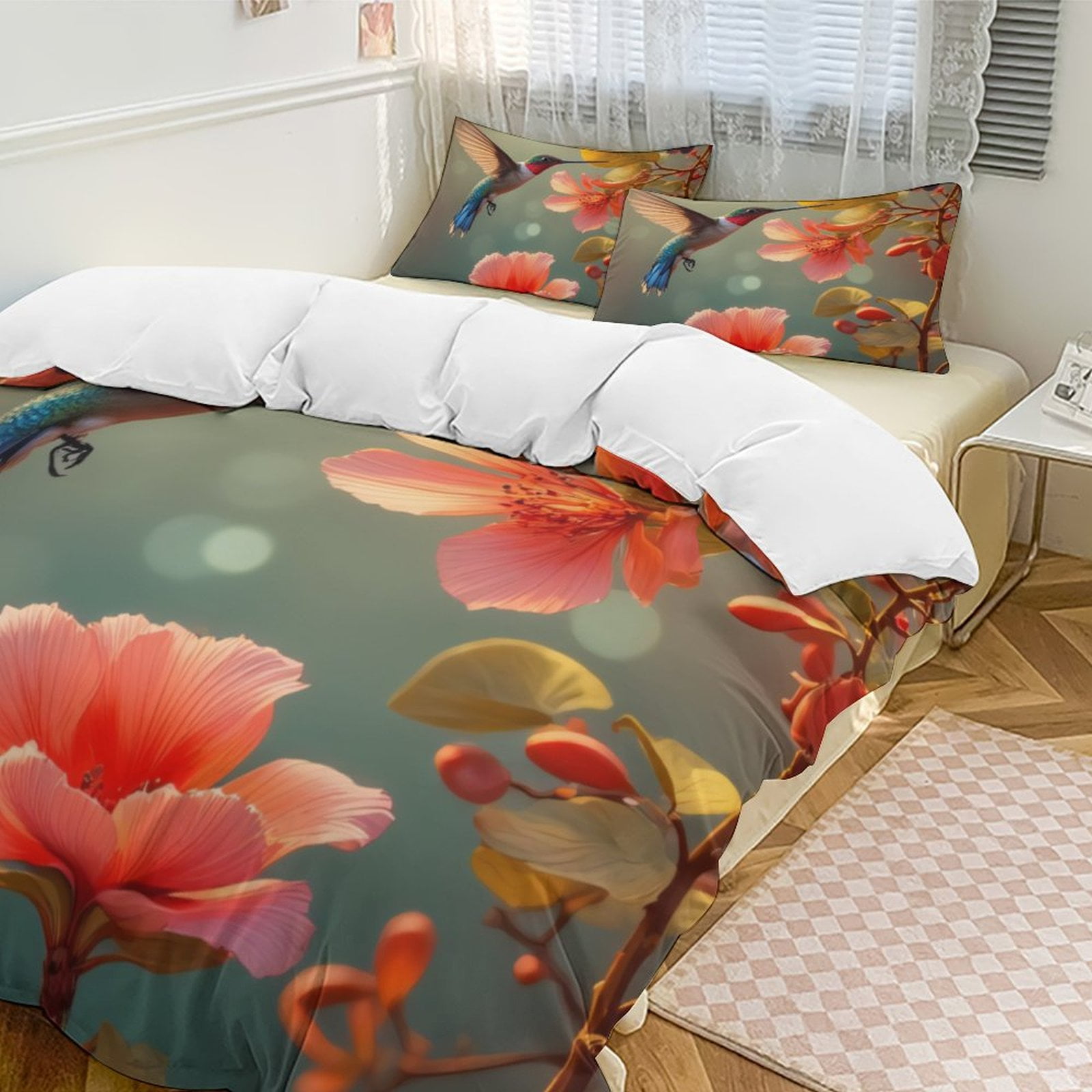 Hummingbird Floral Bloom 3D Duvet Cover Set Quilt Cover Theme of Kid ...