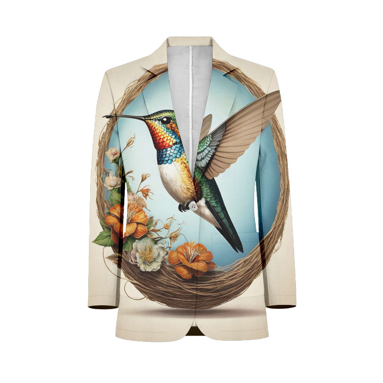 Hummingbird Floral Globe Art Mens Suits Shawl Collar Slim Fit Suit Mens ...