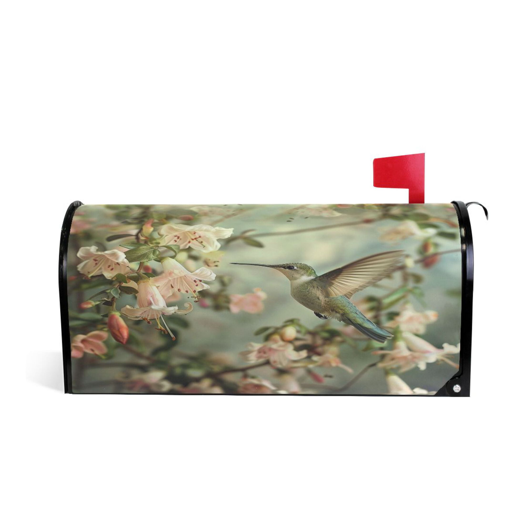 Hummingbird Floral Magnetic Mailbox Covers Post Box Wraps Garden Yard ...
