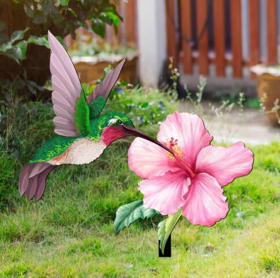 Hummingbird Flower Acrylic Outdoor Garden Ground Insert Garden Garden ...