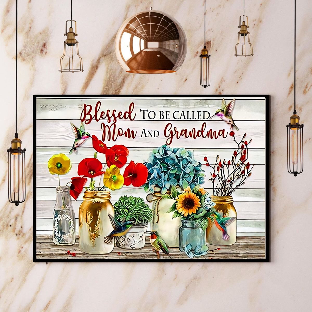Hummingbird Flower Blessed To Be Called Mom And Grandma Poster No Frame ...