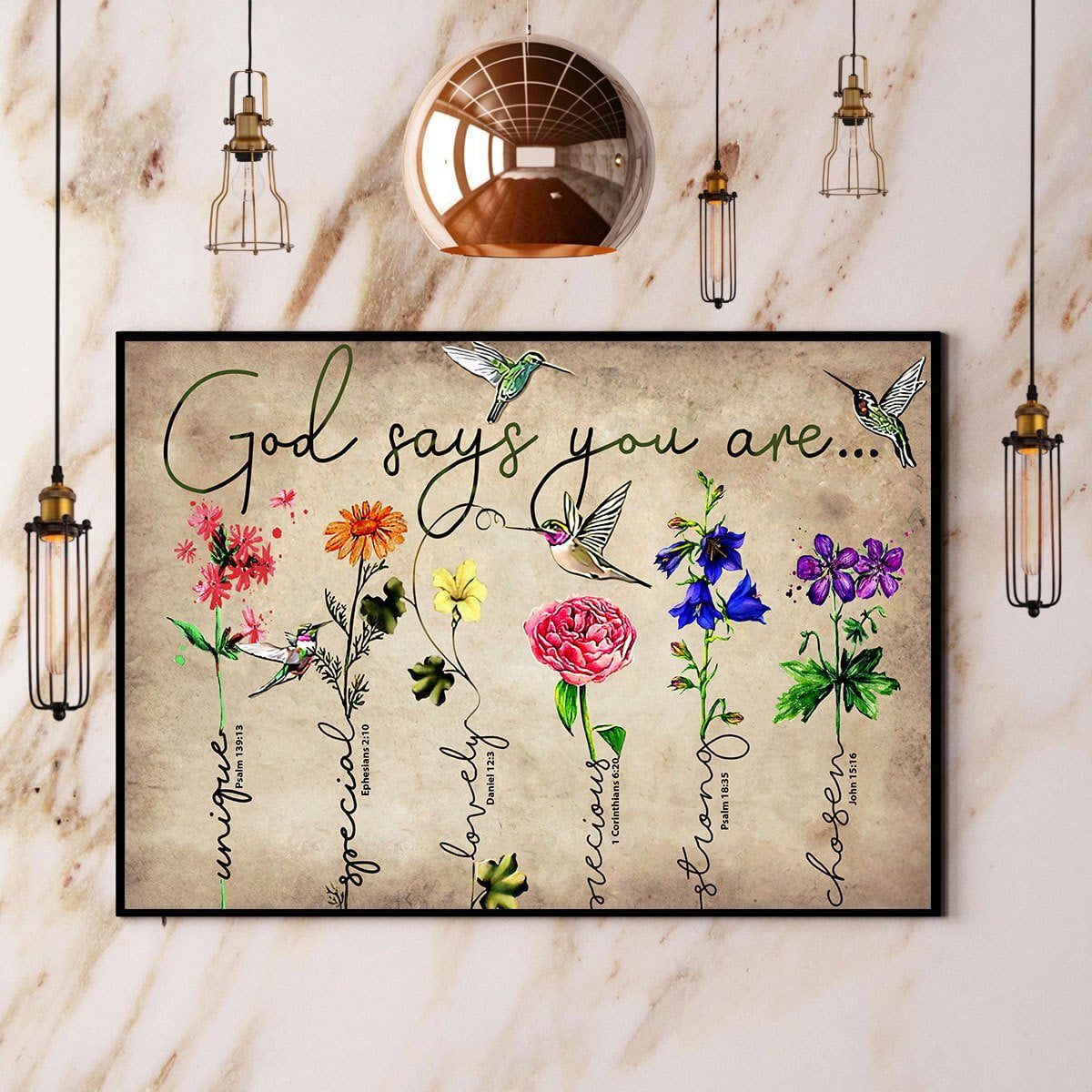 Hummingbird Flower God Says You Are Unique Special Lovely Paper Poster ...