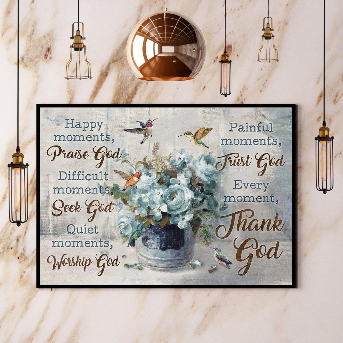 Hummingbird Flower Happy Moments Praise God Poster No Frame Matte Wall ...
