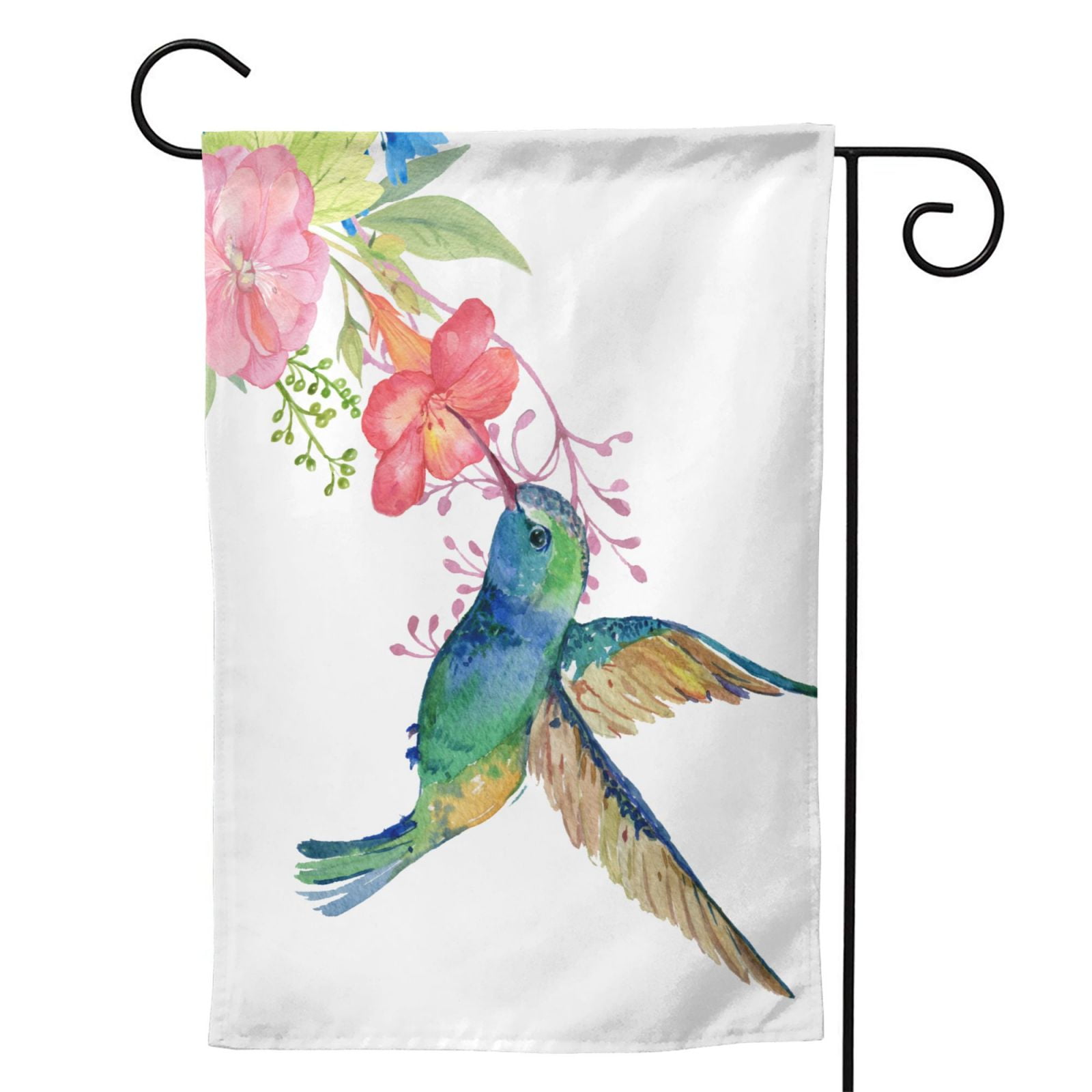 Hummingbird Flower Pattern Garden Flag 28"X40" Outdoor Indoor Garden ...