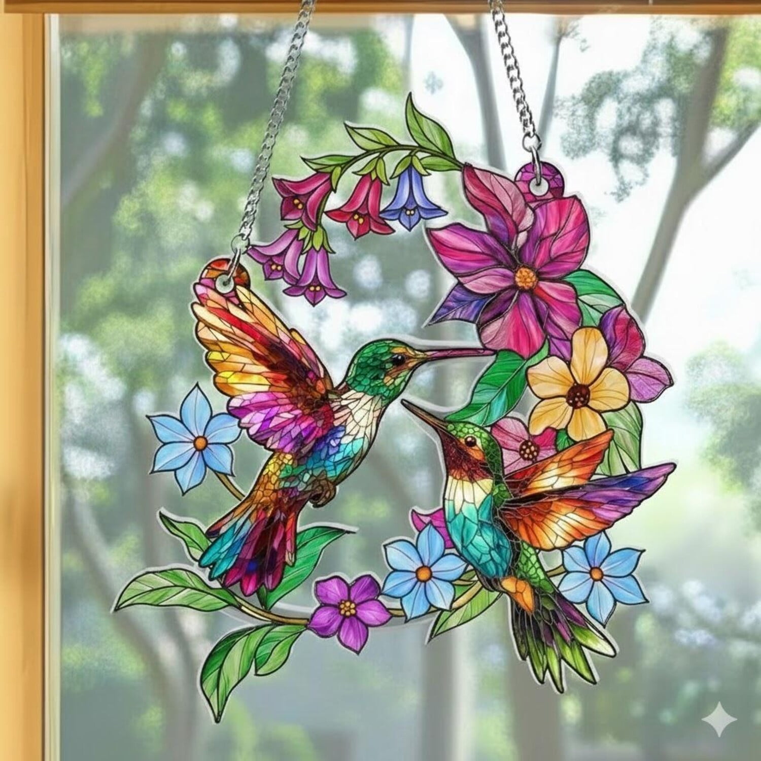 Hummingbird Flower Suncatcher, Acrylic Hummingbird Window Hanging with ...