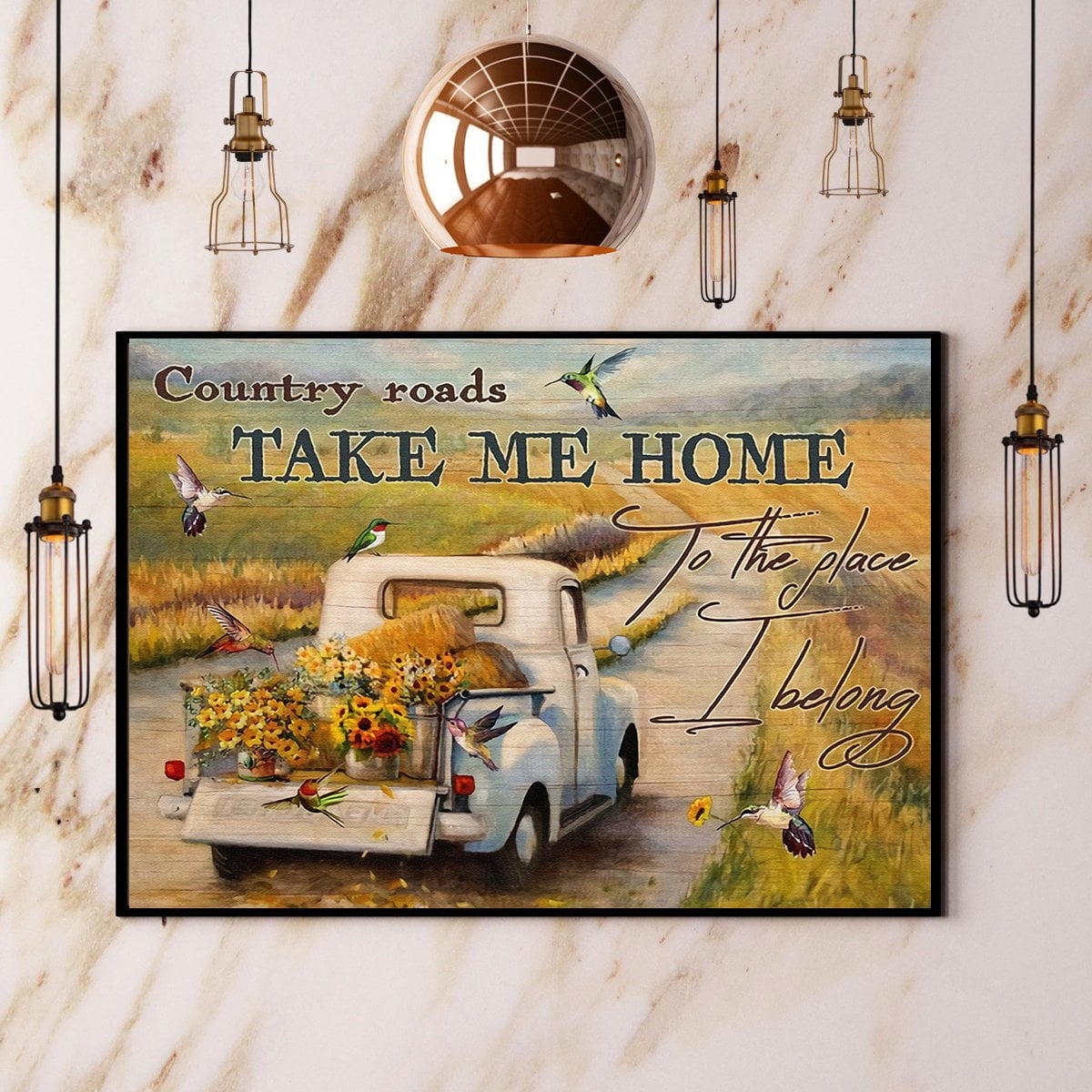 Hummingbird Flower Truck Country Roads Take Me Home To The Place Poster ...