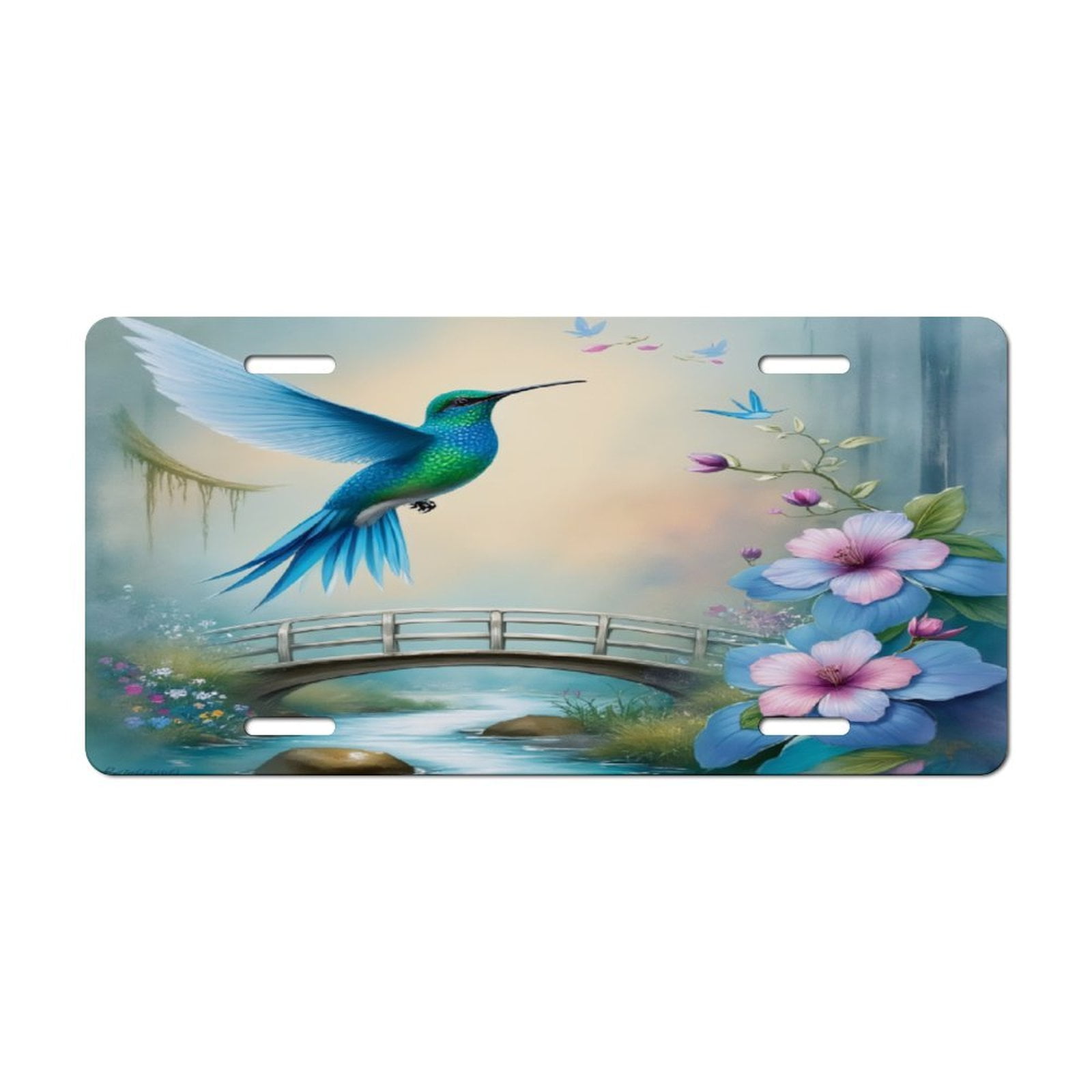 Hummingbird Garden Bridge License Plate Lightweight Aluminum Automotive ...