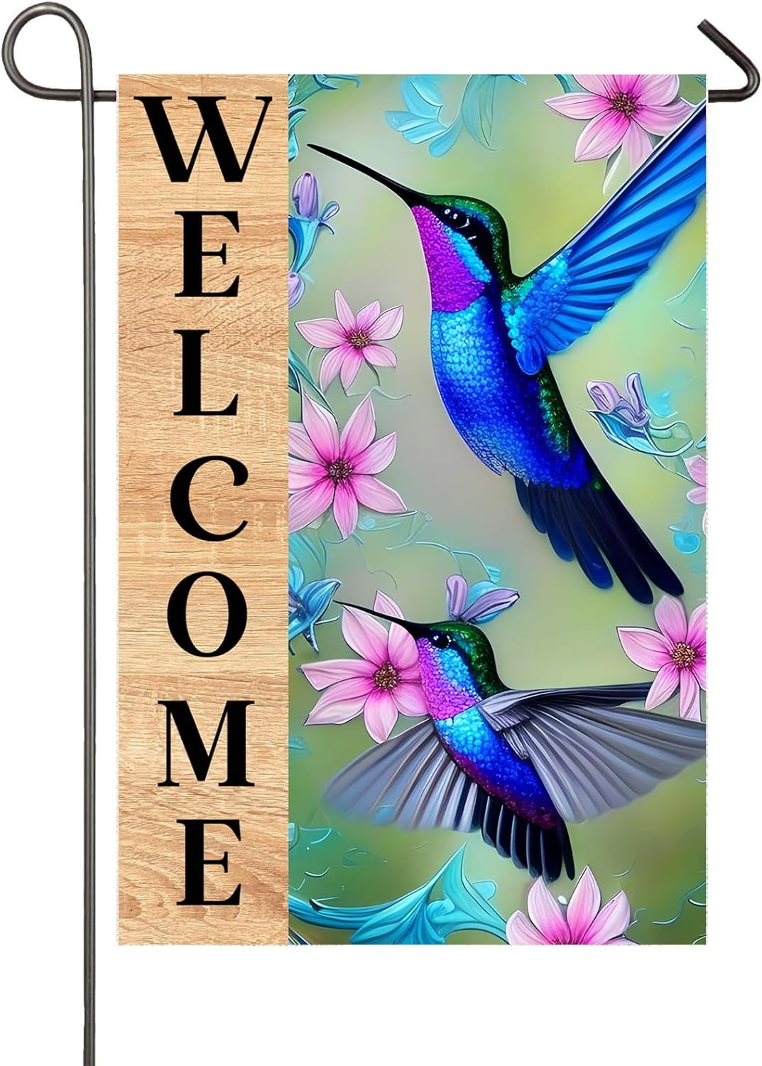 Hummingbird Garden Flag Double Sided Spring Welcome Garden Decor Blue ...