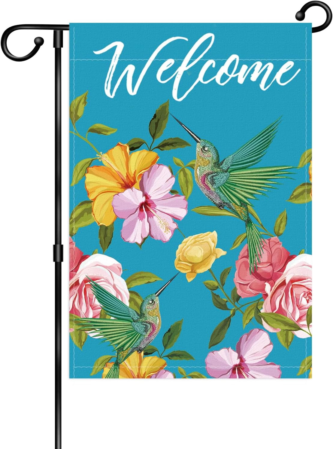 Hummingbird Garden Flag,Tropical Summer Spring Floral Birds Welcome ...