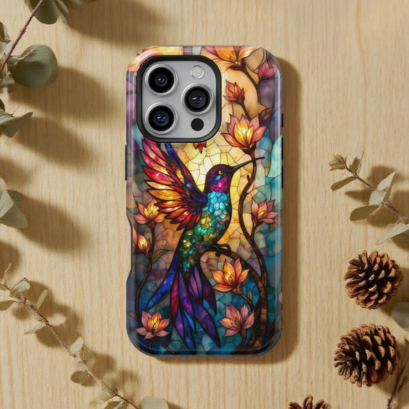 Hummingbird Glass Mosaic Art Phone Case for iPhone 17 11 12 13 14 15 16 ...