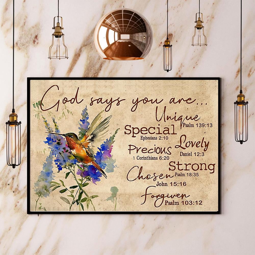 Hummingbird God Says You Are Paper Poster No Frame Matte Wall Art Decor ...