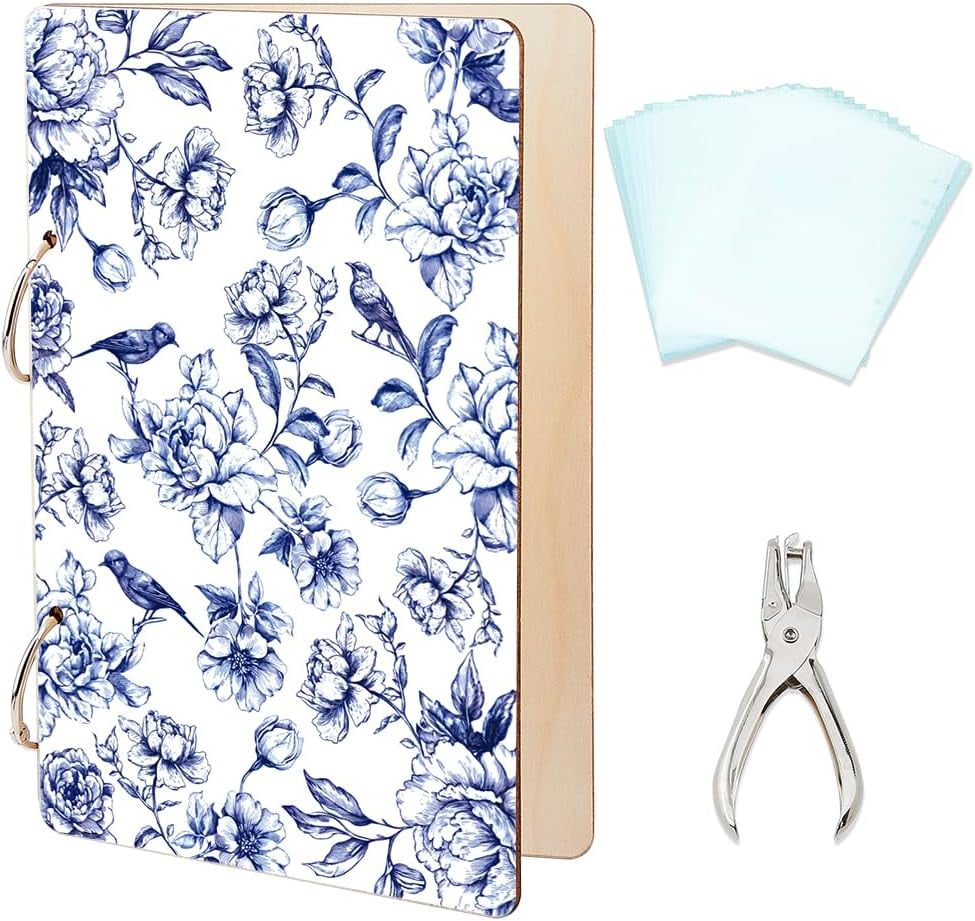 Hummingbird Greeting Card Organizer Blue Flower Bird Wooden Greeting ...