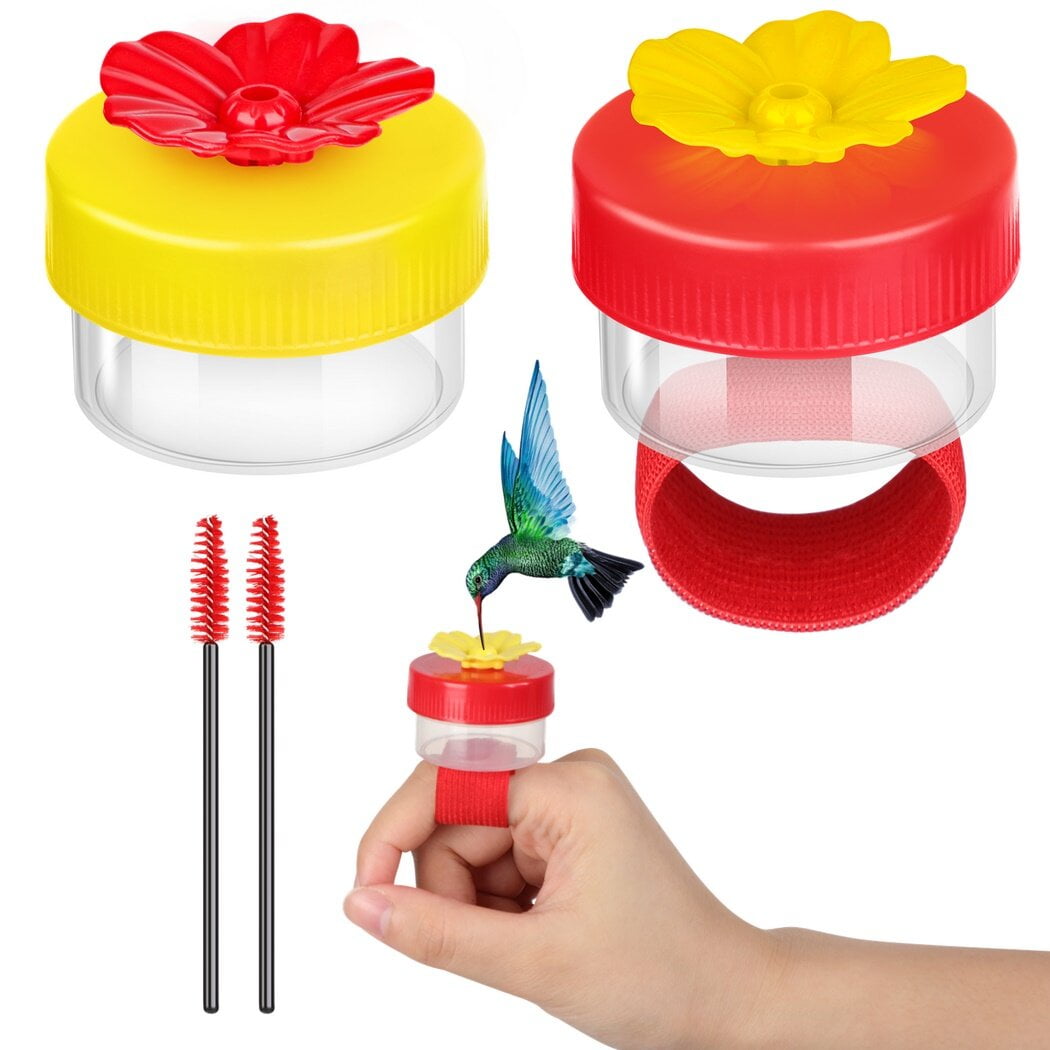 Hummingbird Hand Feeder Set, 2Pcs Handheld Hummingbird Feeding Bottles ...