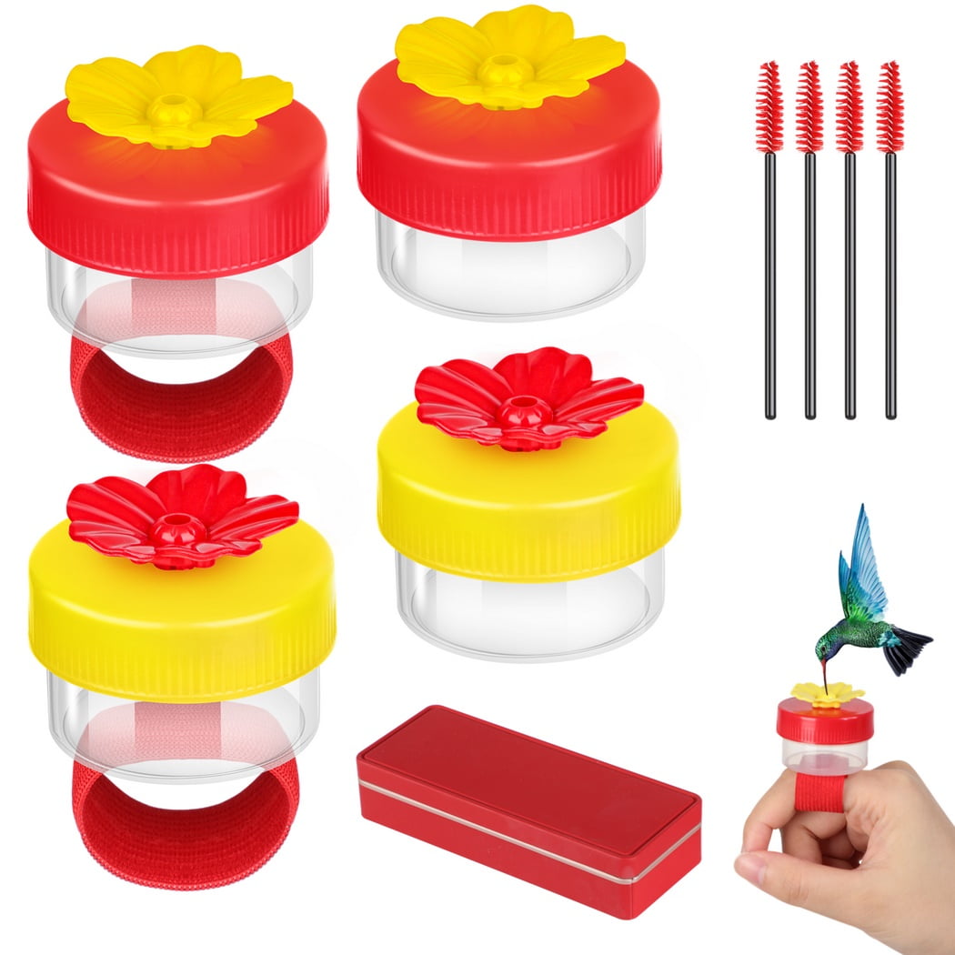 Hummingbird Hand Feeder Set, 4PCS Handheld Hummingbird Feeding Bottles ...