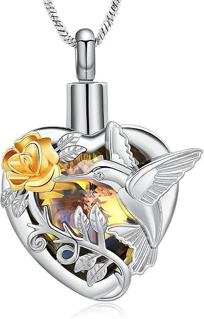 Hummingbird Heart Urn Necklace for Ashes Cremation Jewelry for Women ...