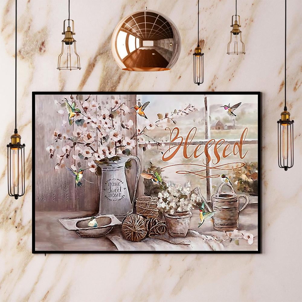 Hummingbird Home Sweet Blessed Paper Poster No Frame Matte Wall Art ...