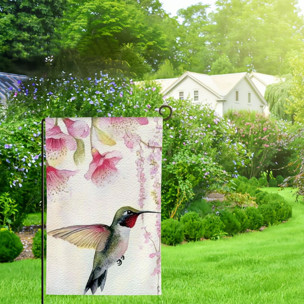 Flags Double Sided Burlap Purple Flowers and Leaves Yard Flags Spring ...