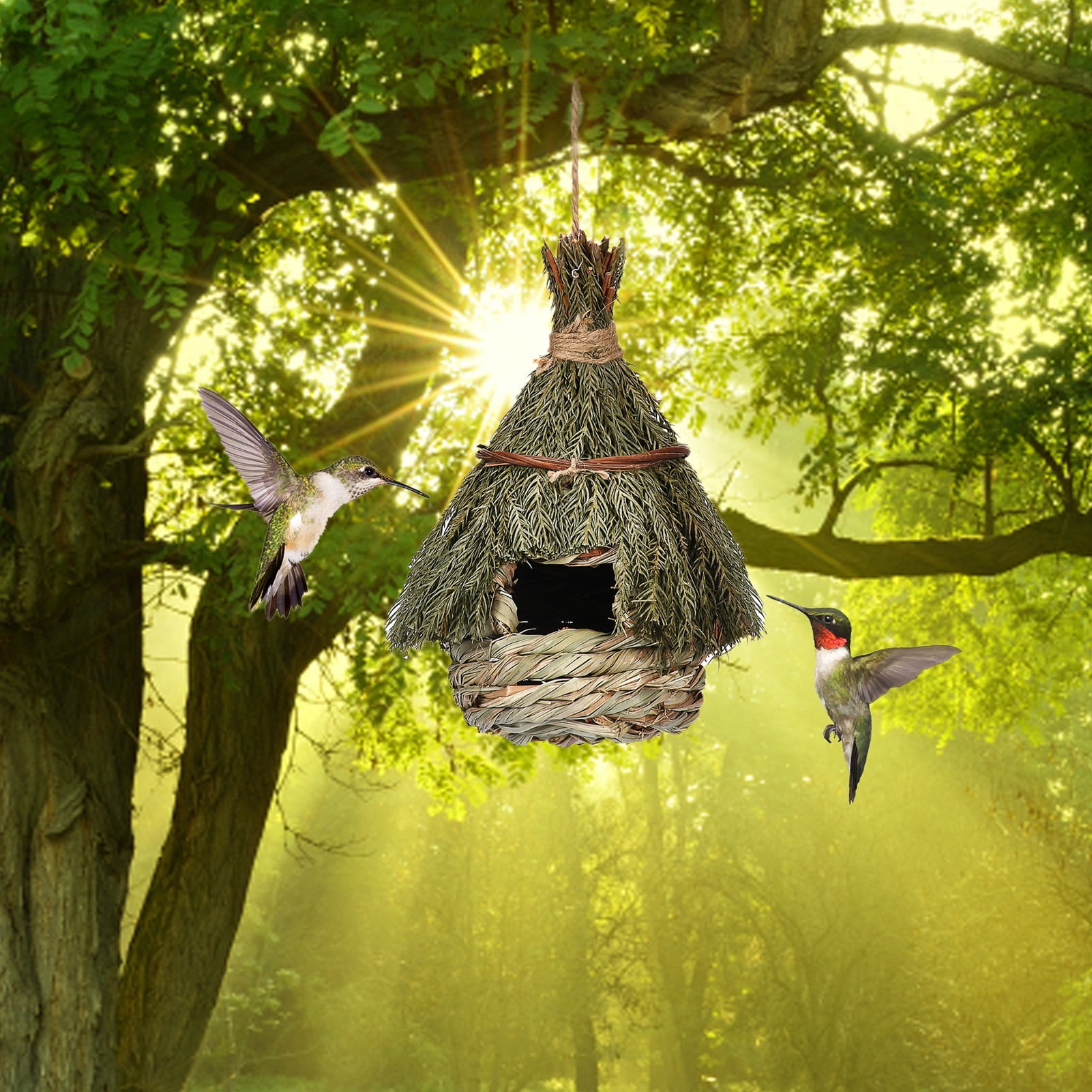 Hummingbird House For Outside | Hand Woven Straw Rope Bird Nest | Small ...