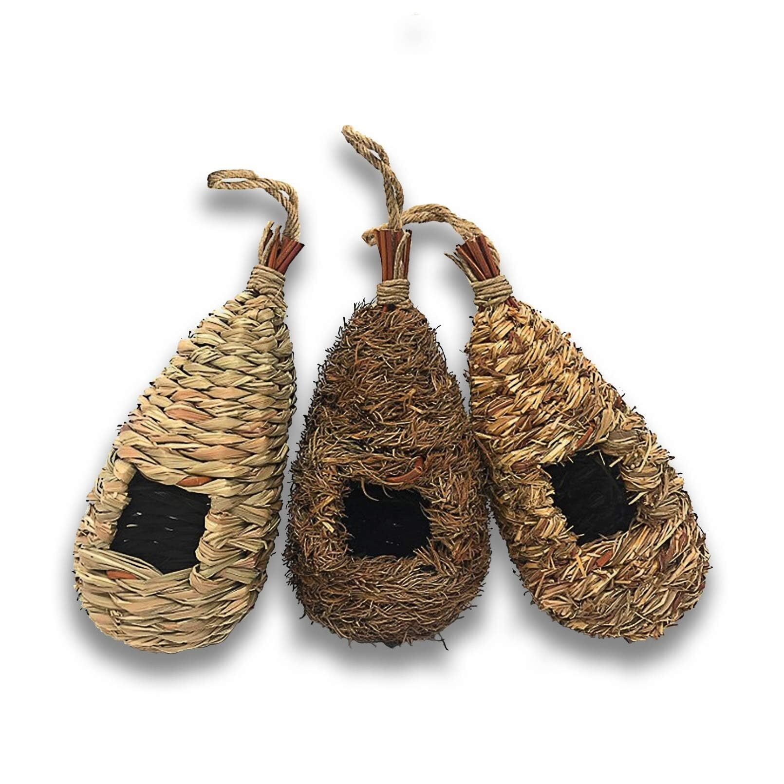 Hummingbird House, Pack of 3 Grass Bird Hut, Hand Woven Hanging ...