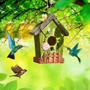 LYUMO 4pcs Hanging Wooden Birdhouse Small Bird Cage Outdoor Bird House ...