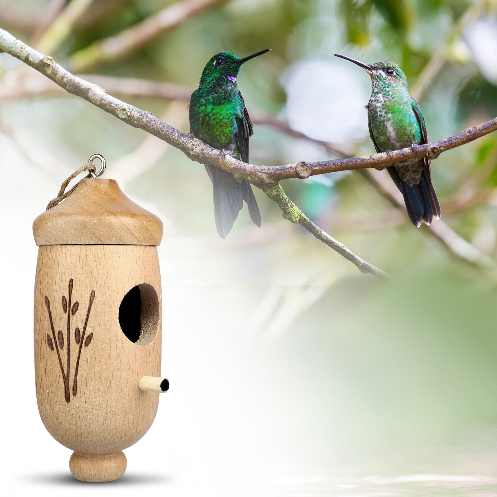 Hummingbird Houses Wooden Hand Craft Ornament Outdoor Garden Patio Hang ...