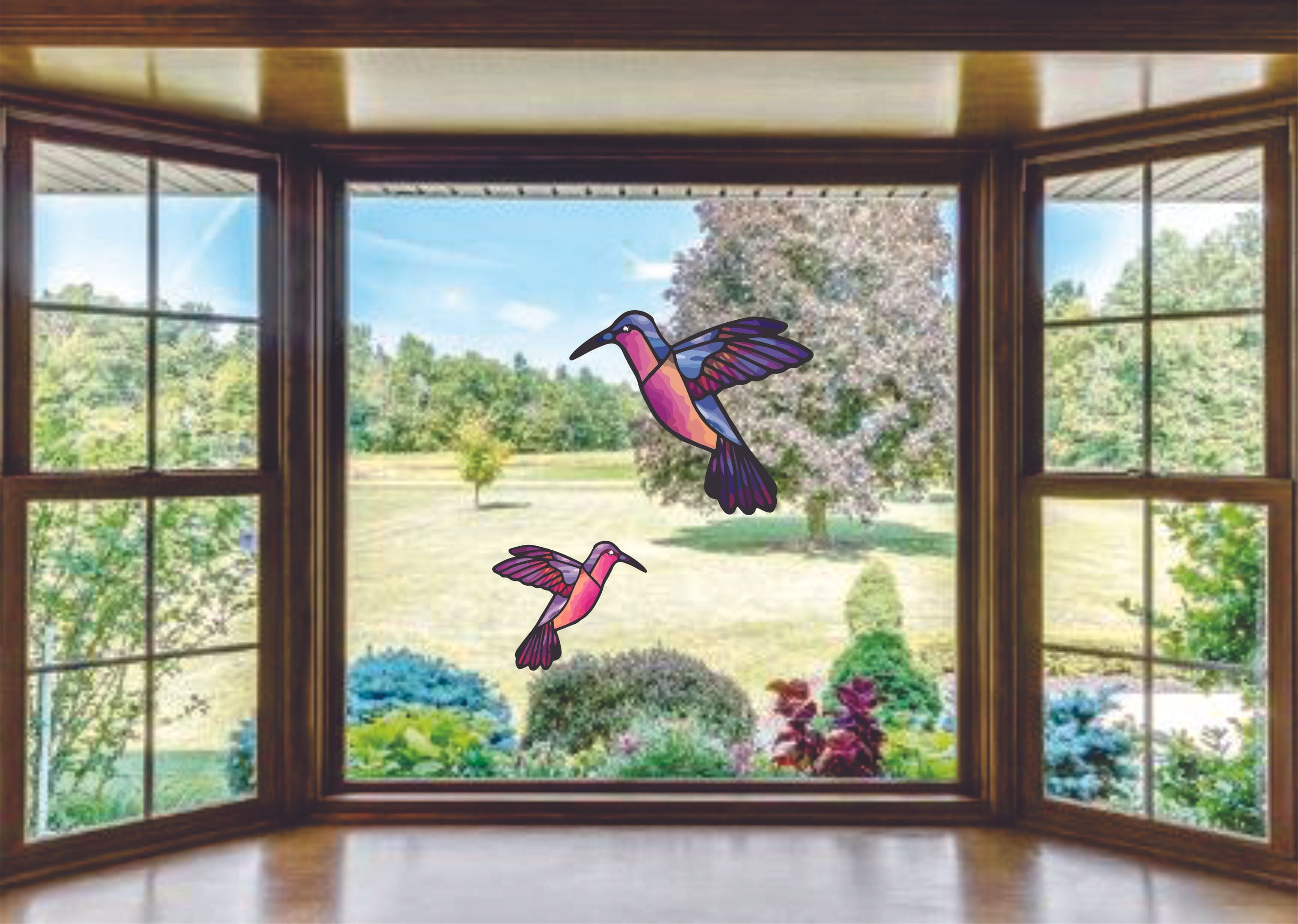 Hummingbird Hummingbirds Vinyl Stained Glass Film Static Cling Window ...