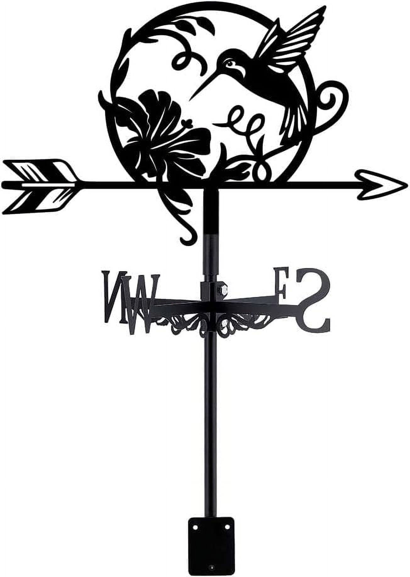 Hummingbird Iron Weather Vane Bird and Flowers Metal Weathervane Black ...