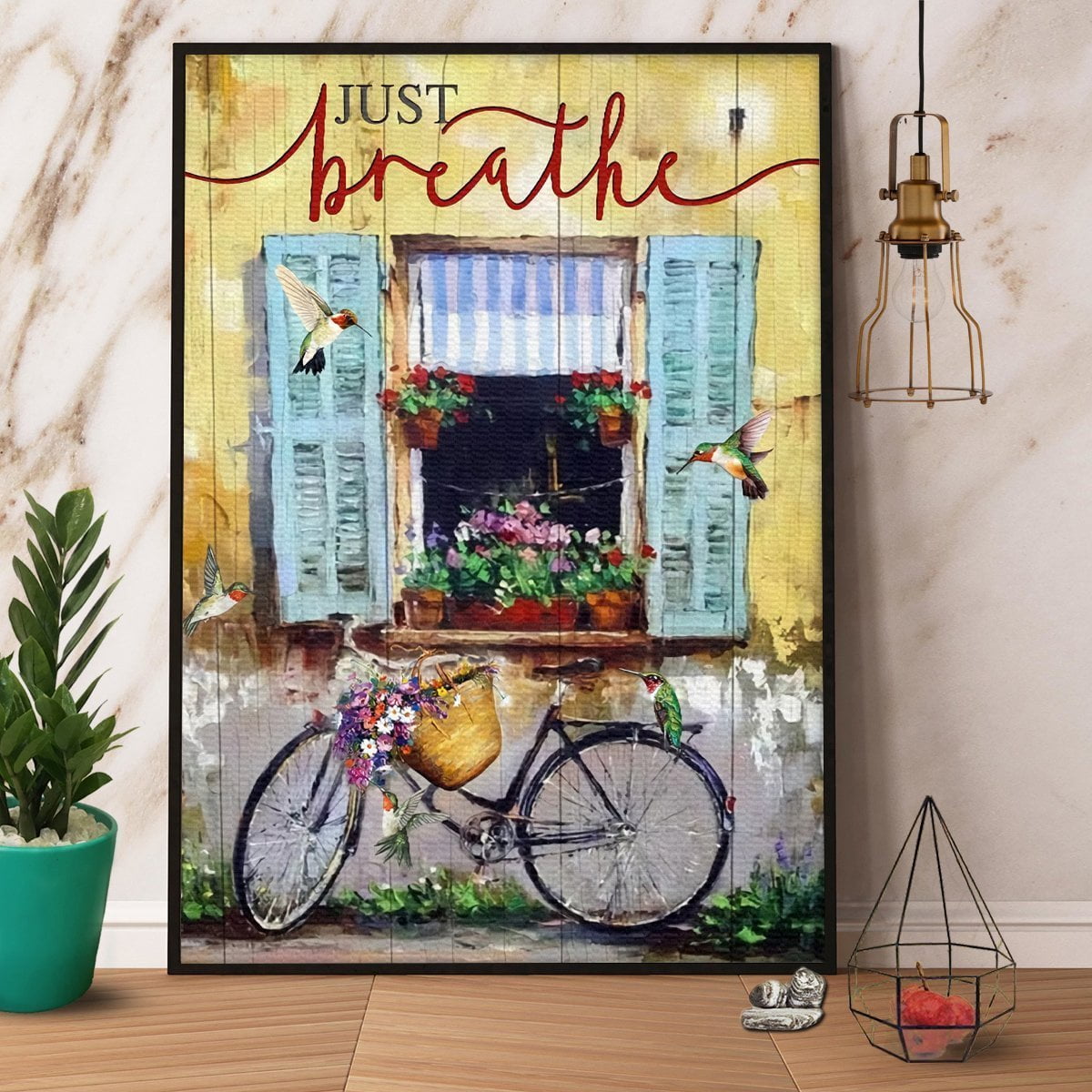 Hummingbird Just Breathe Satin Poster Wall Art Decor 11 x 17 Inch ...