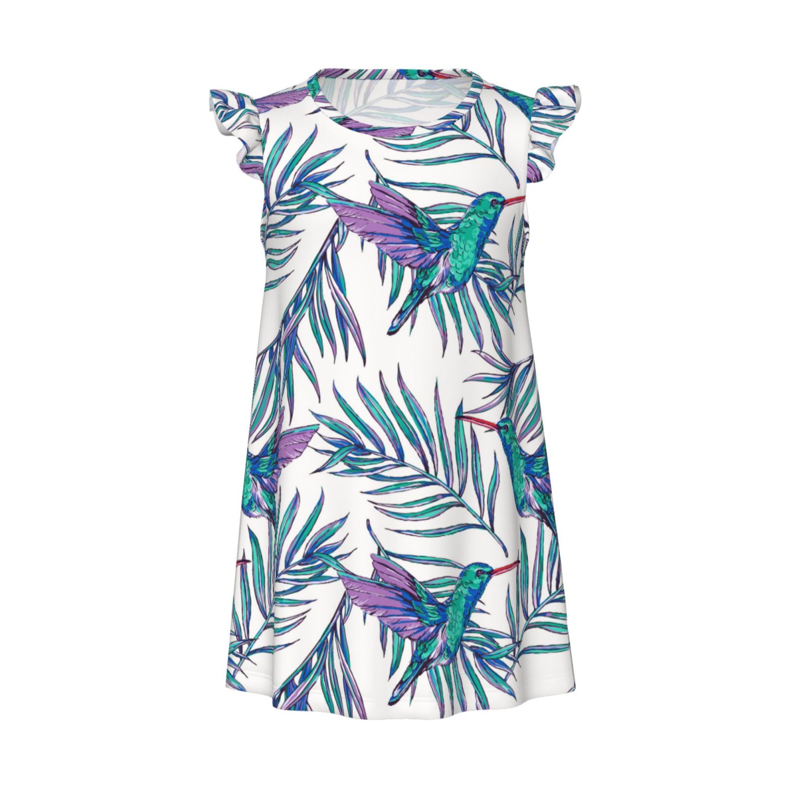 Hummingbird Leaf Girls Nightgowns, Flutter Sleeve Pajamas Nightdress ...