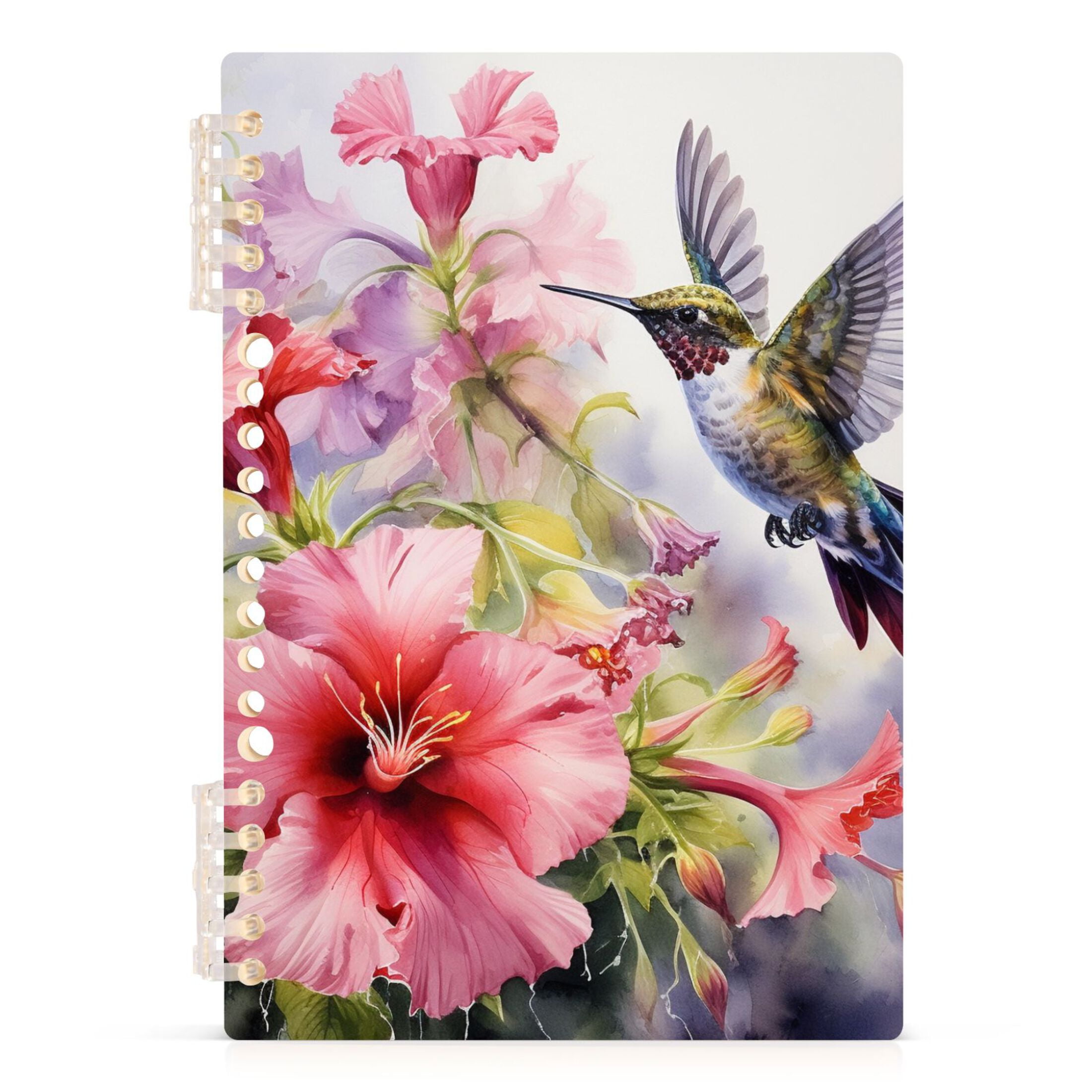 Hummingbird Lily Floral Spiral Notebooks 60 Sheets 120 Pages A5 Journal ...