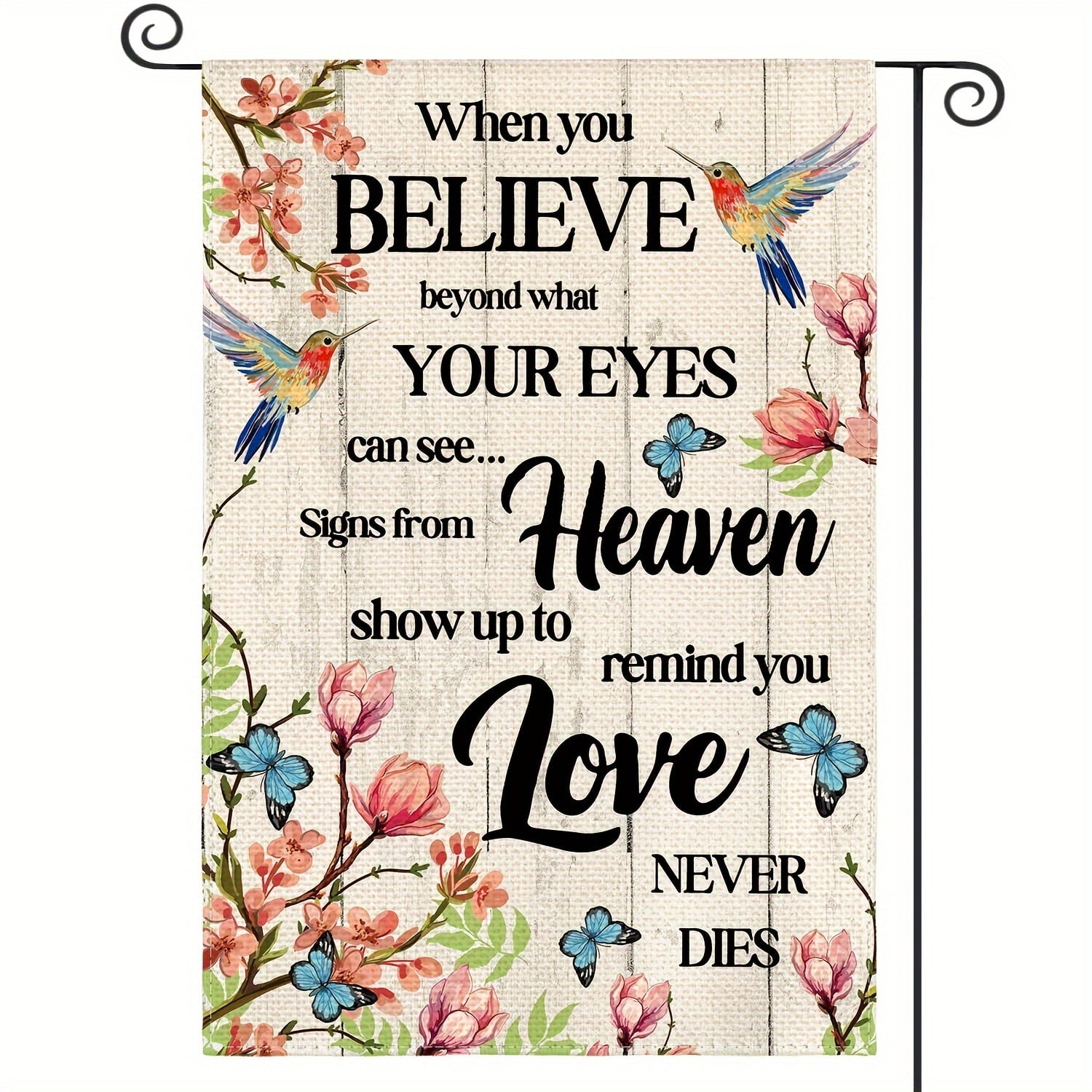Hummingbird Memorial Garden Flag 12x18 Inch Double-Sided outside, Love ...