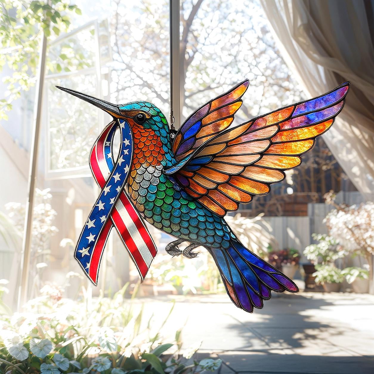 Hummingbird Memorial Wavy Acrylic Suncatcher, Faux Wavy Acrylic Window ...