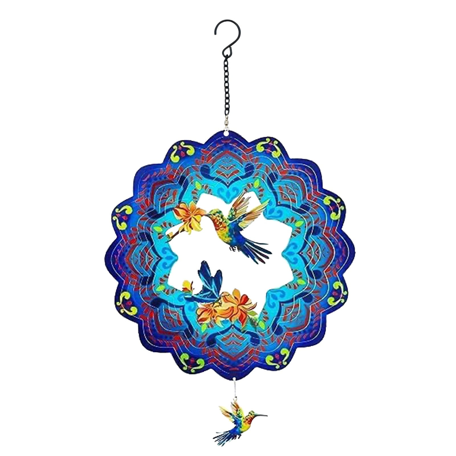 Hummingbird Metal Kinetic Wind Spinners Outdoor Large Hanging 3D Garden ...