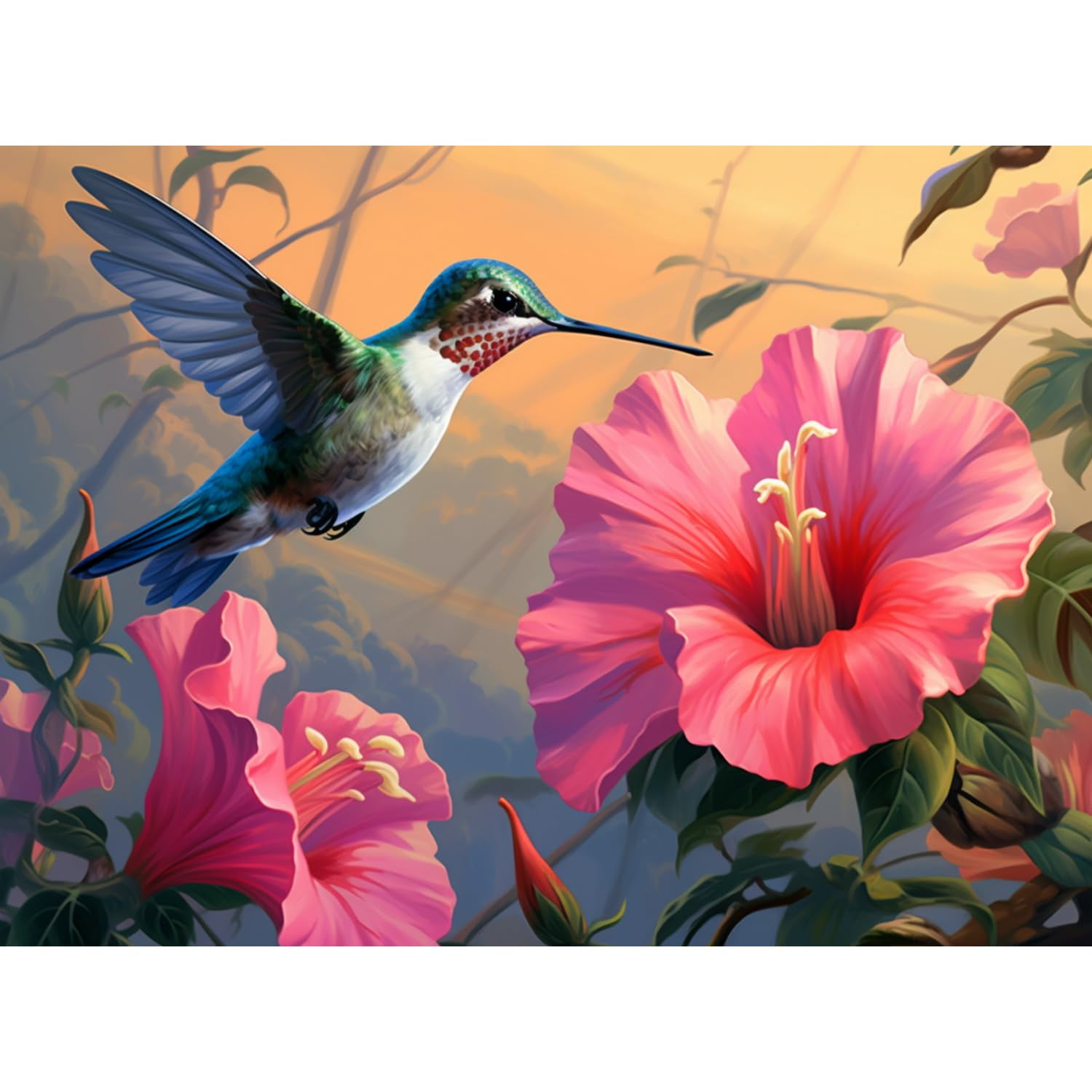 Hummingbird and Morning Glory Flower DIY 5D Diamond Art Painting by ...