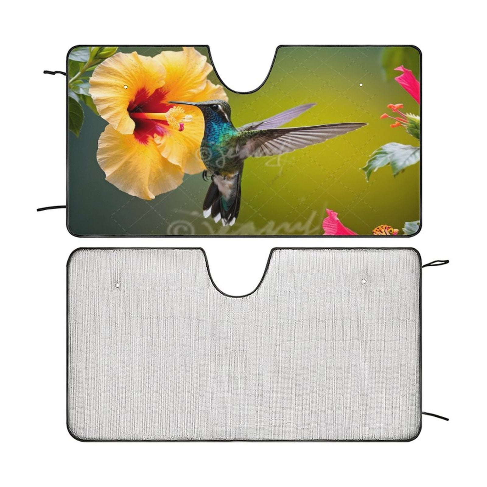 Hummingbird Picking Flowers Car Windshield Sun Shade Foldable | Front ...