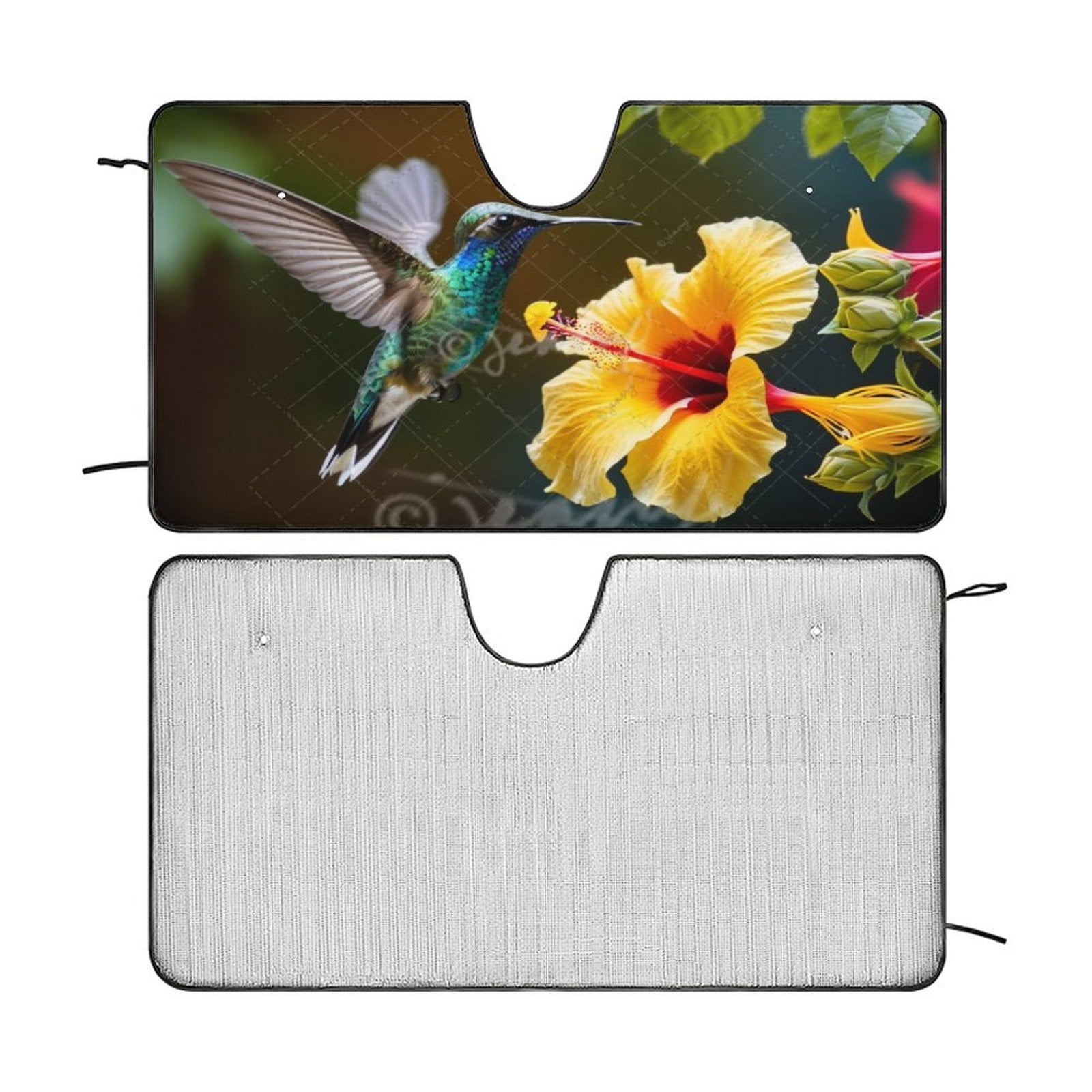 Hummingbird Picking Flowers Car Windshield Sun Shade - Sunshade ...