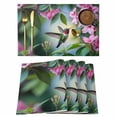 Hummingbird Pink Floral Cotton Linen Placemats Set of 12, Spring Bird ...