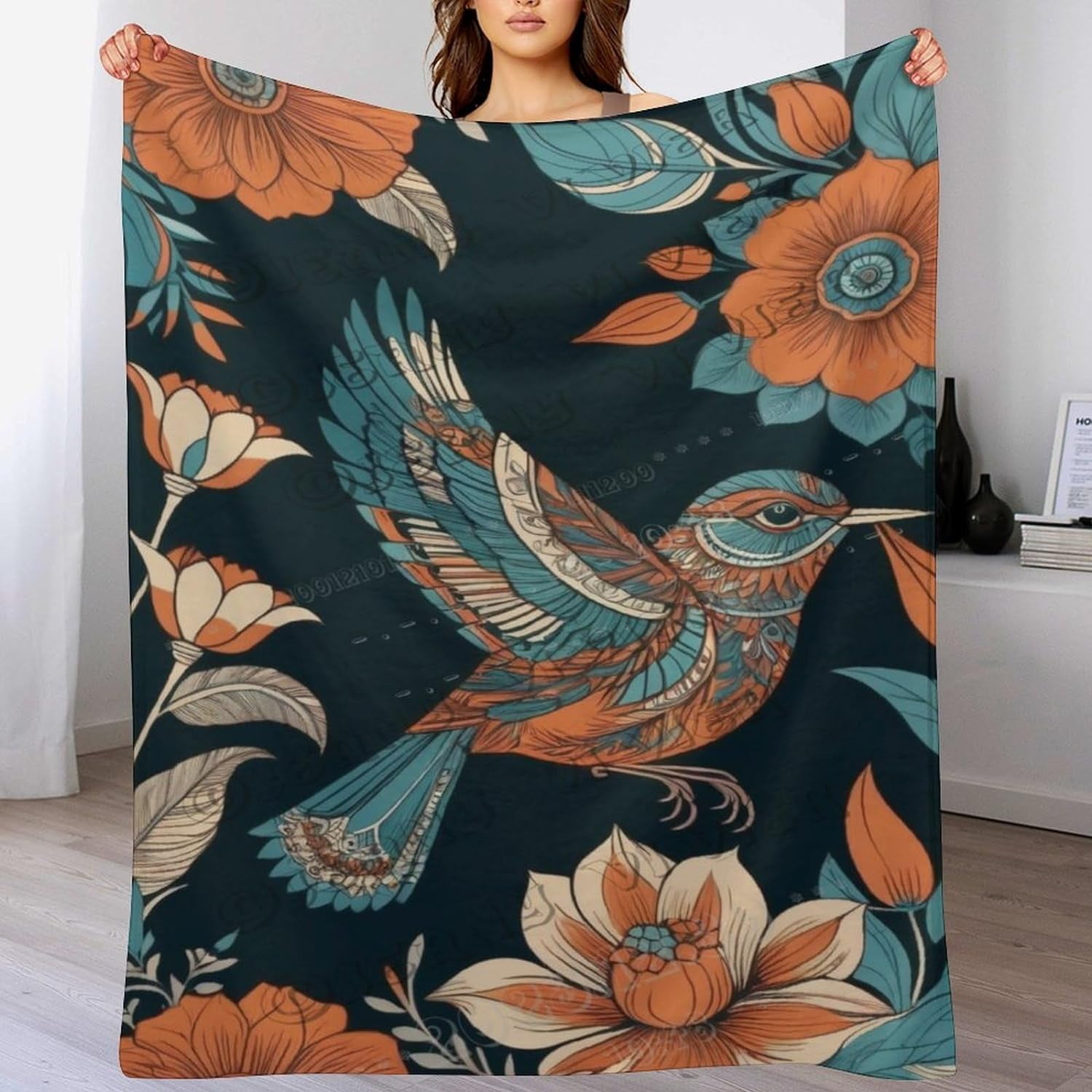 Hummingbird Print Flannel Fleece Blanket Ultra-Soft Cozy Plush Blanket ...