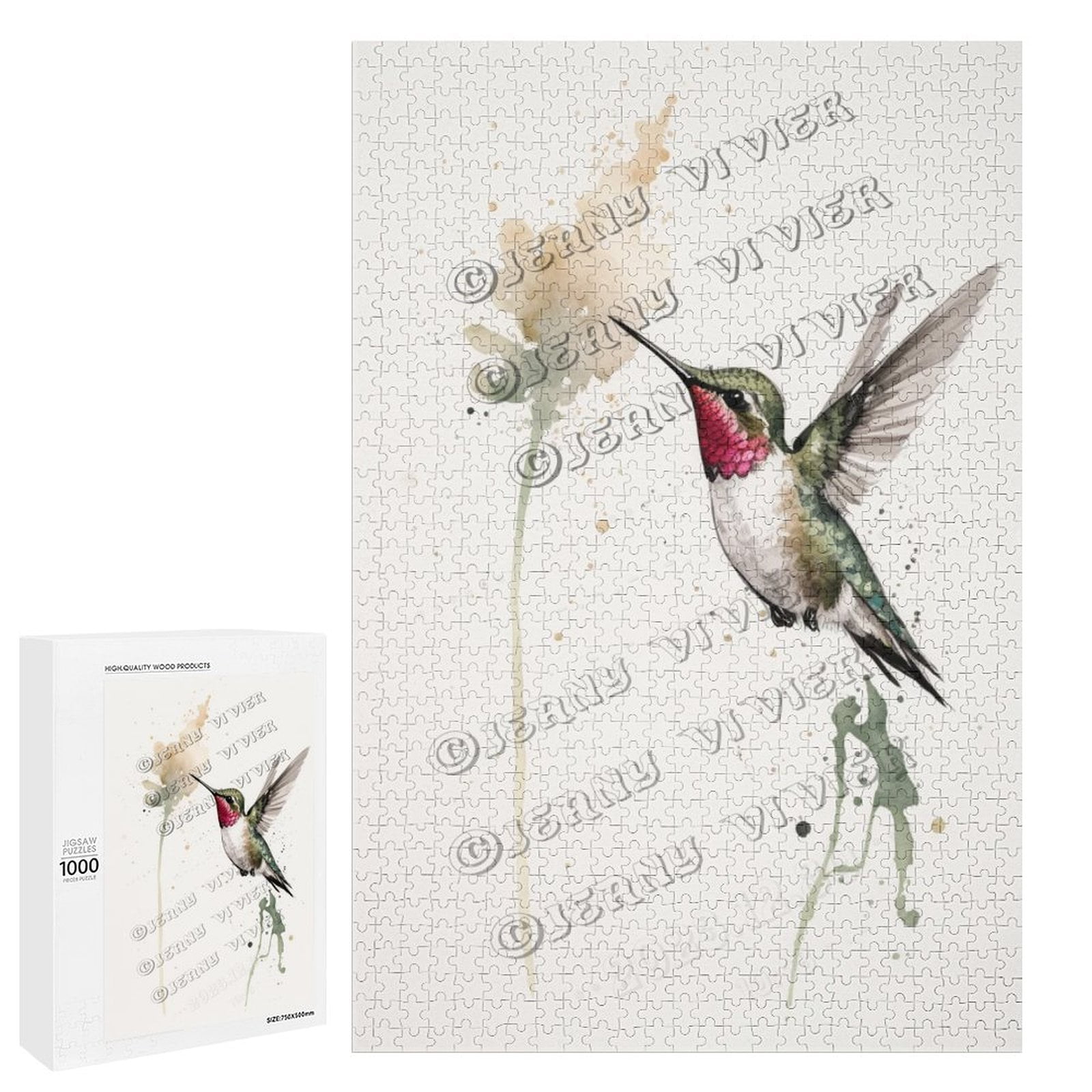 Hummingbird Puzzle – 1000 pcs Wooden Jigsaw for Adults – Beautiful Bird ...