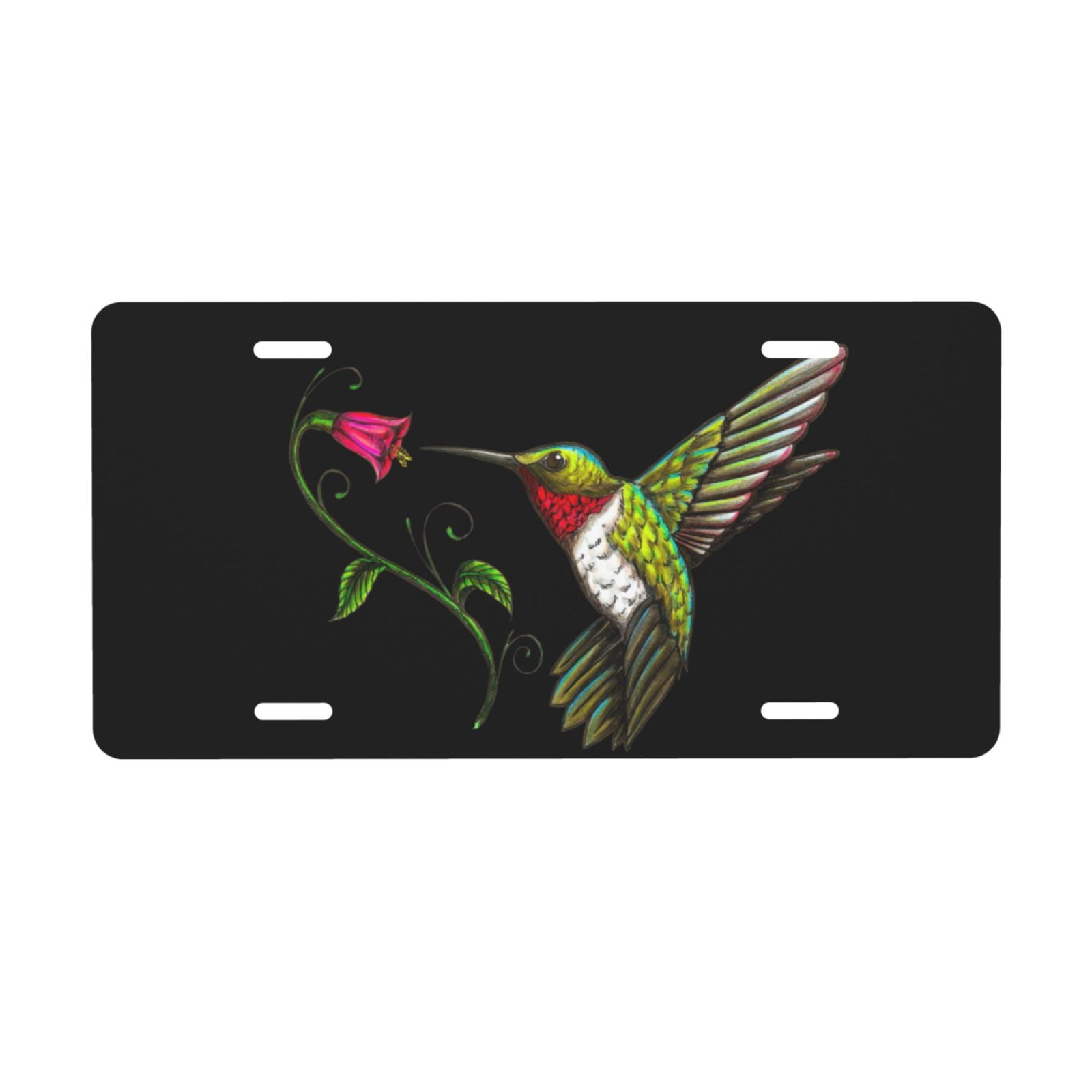 Hummingbird Red Flower Pattern License Plate Front Metal Car Plate 6×12 ...