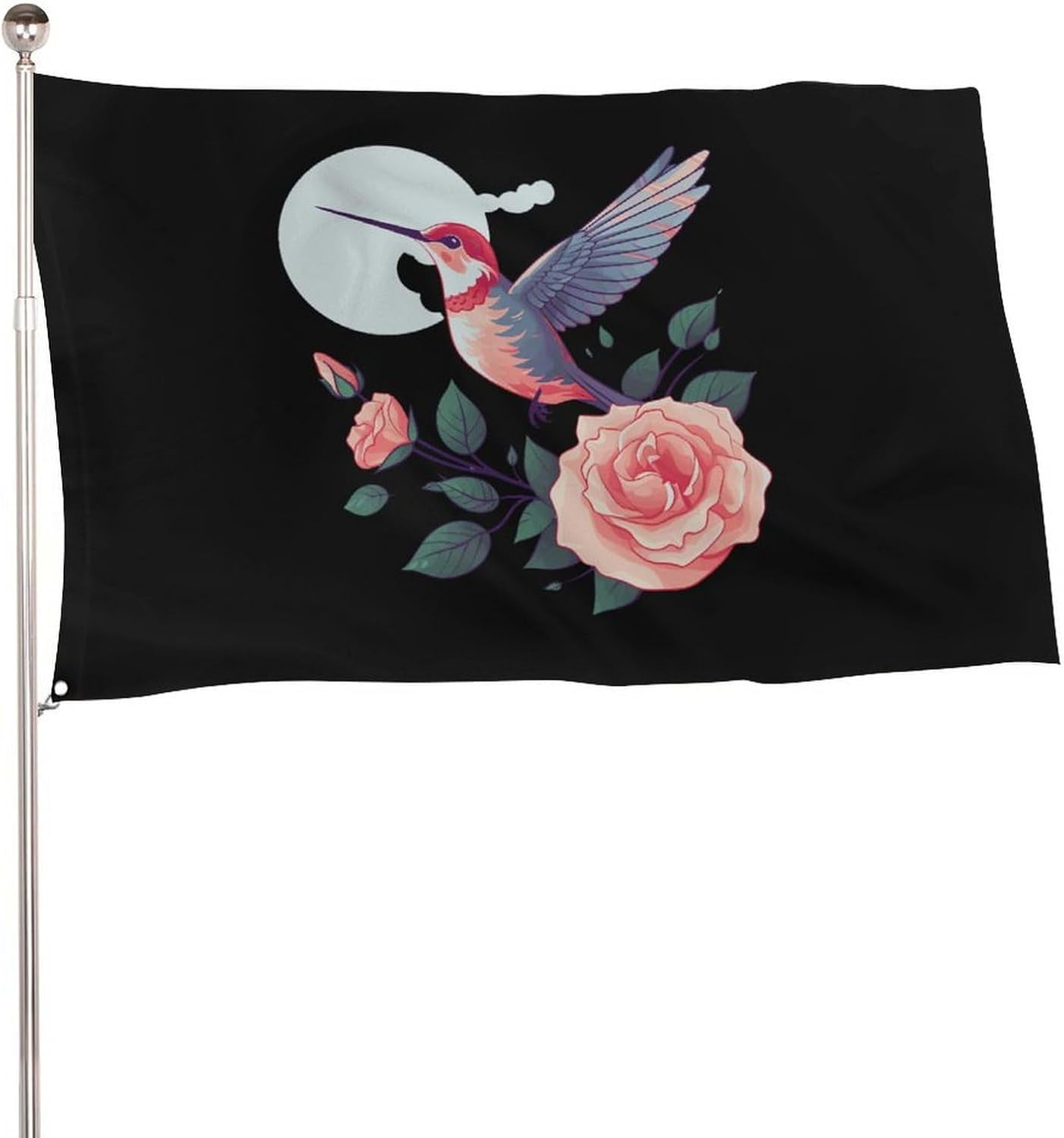 Hummingbird Rose Flower Garden Flag Decorative Tapestry Funny Banner ...