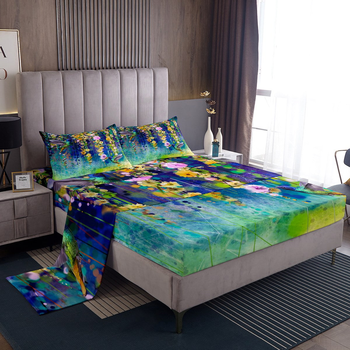 Hummingbird Sheet Set Ivy Flowers Bed Sheets Set Queen for Girls ...